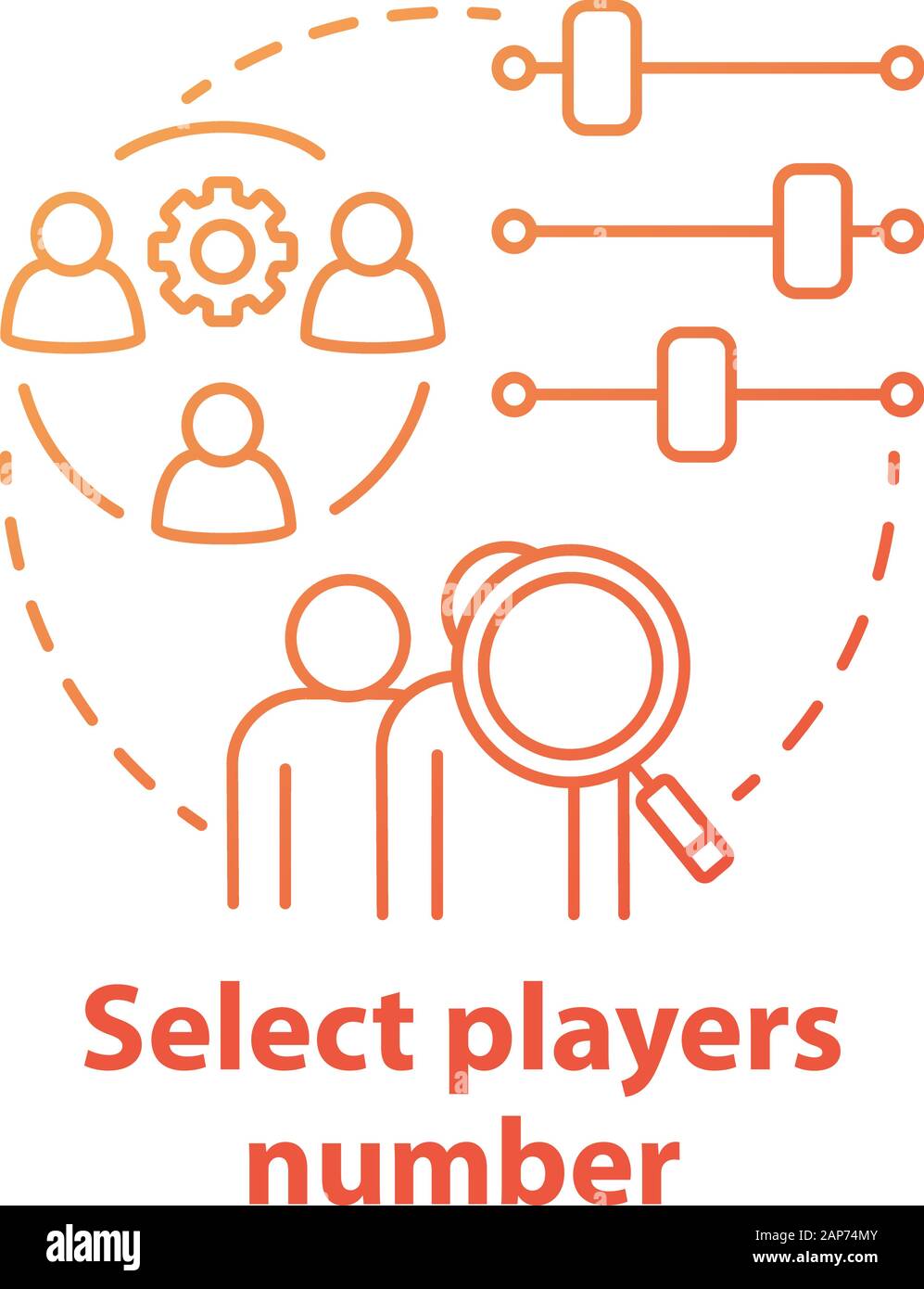 Select players number red gradient concept icon. Teamwork idea thin ...