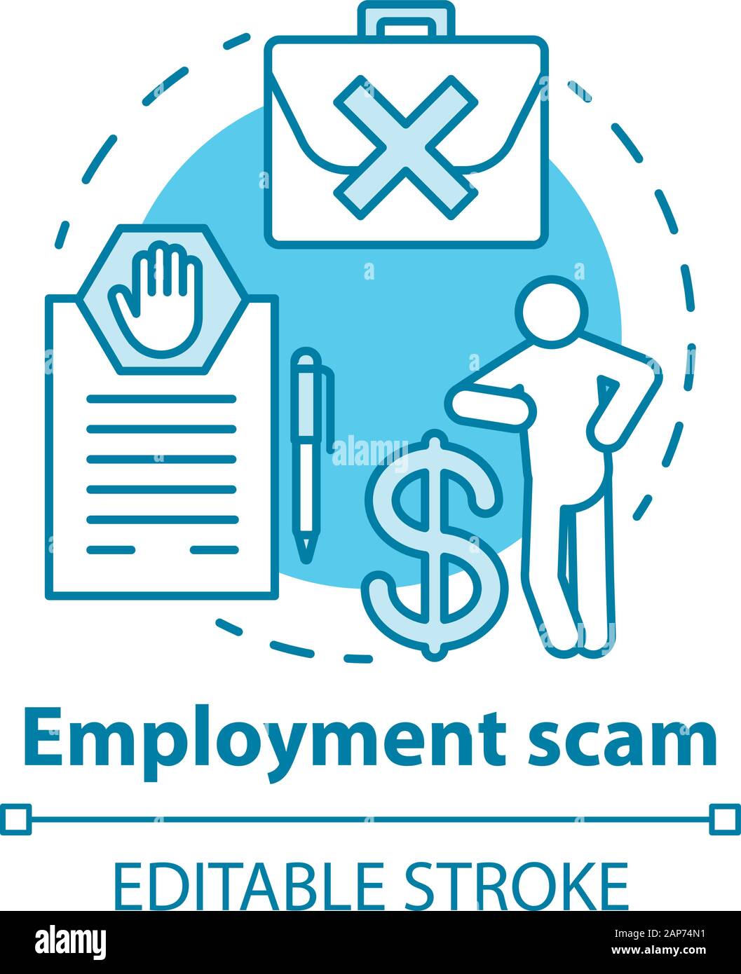 Employment scam concept icon. Fake job offer. Investment fraud ...