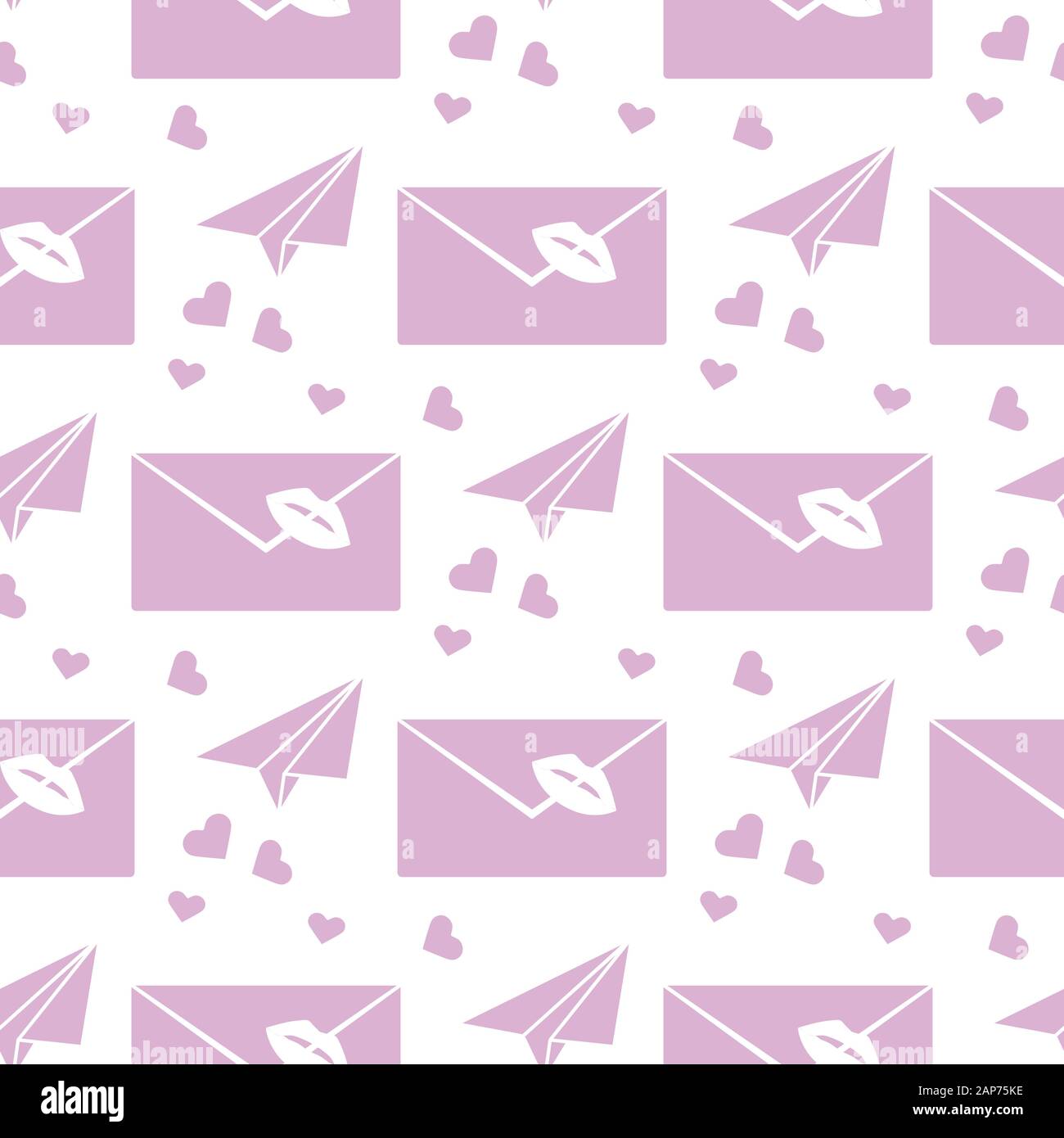 Vector seamless pattern Happy Valentine's Day. Envelope with lipstick ...