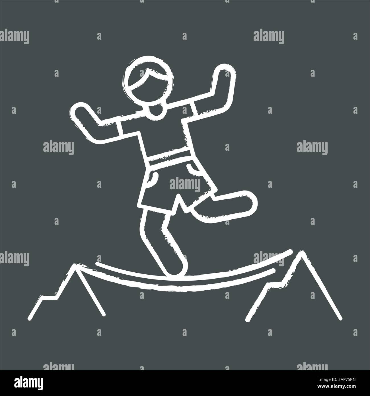 Highlining chalk icon. Slacklining. Walking and balancing on tightrope ...