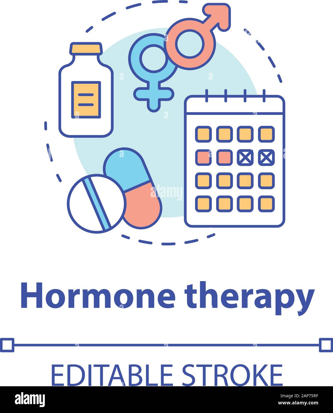 Hormone Therapy Concept Icon Pills Idea Thin Line Illustration