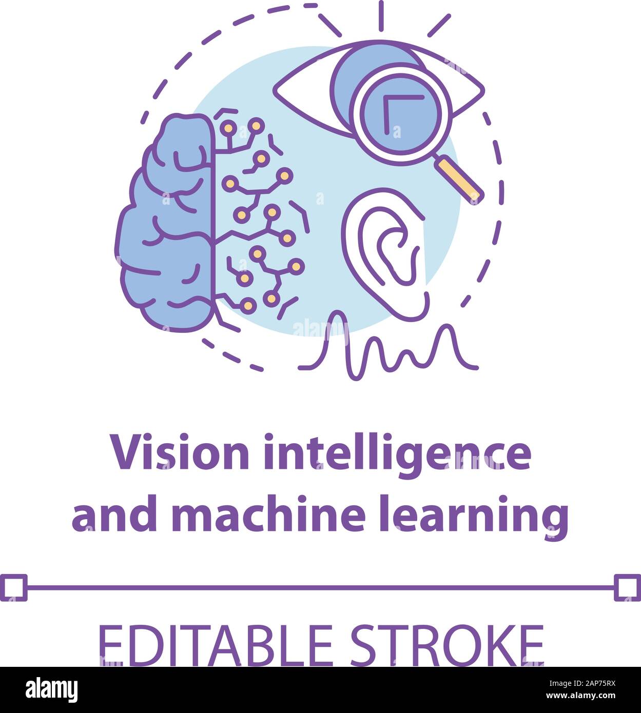 Vision intelligence and machine learning concept icon. Smart computer ...