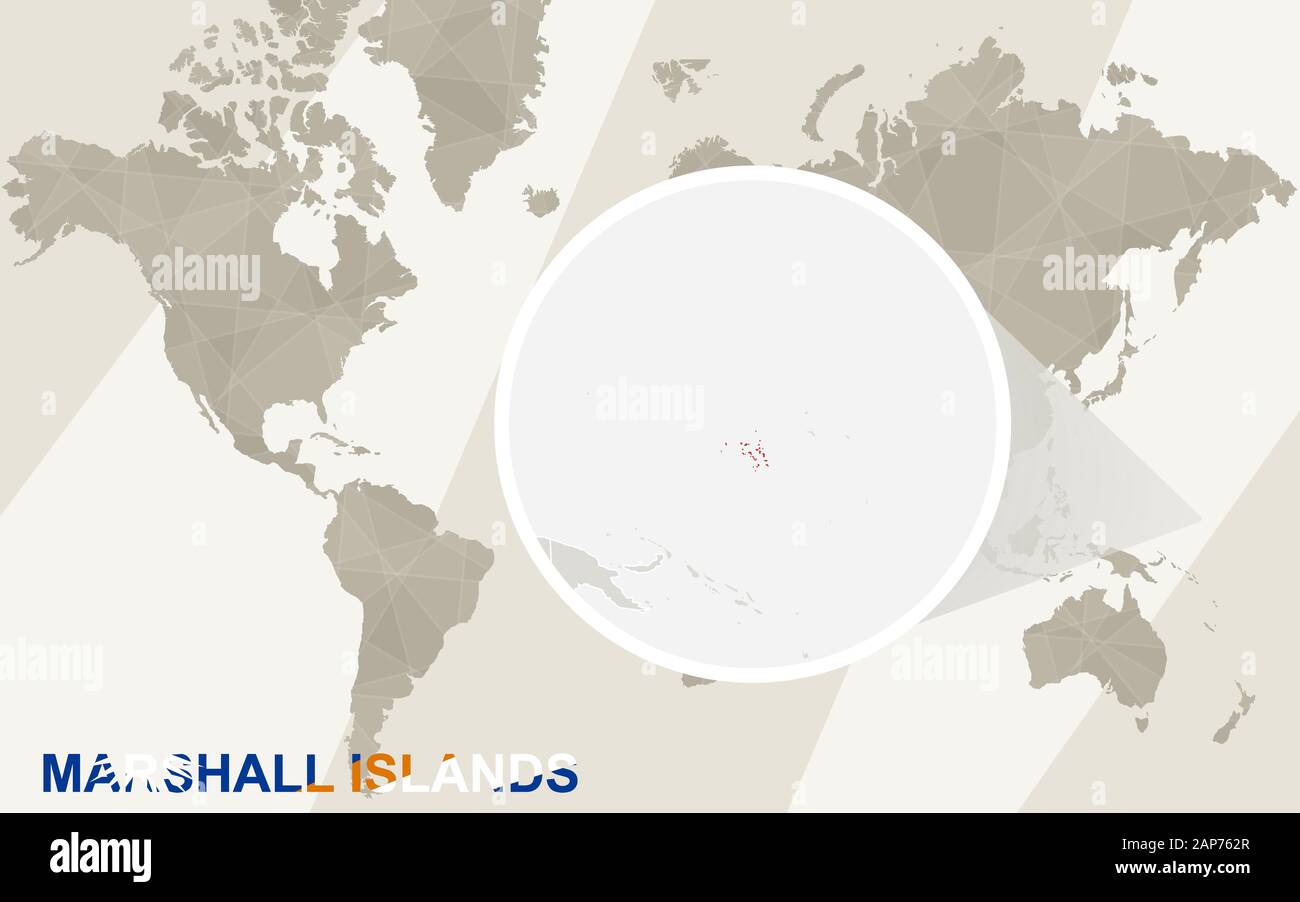 Zoom on Marshall Islands Map and Flag. World Map Stock Vector Image ...