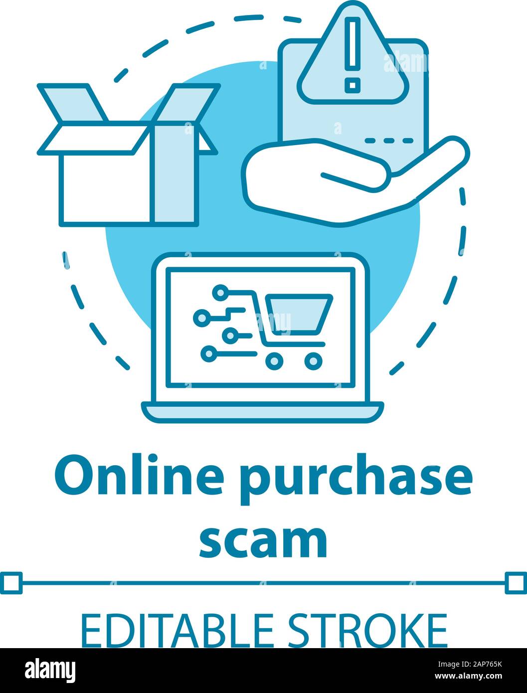 Online purchase scam concept icon. Identity and money theft via ...