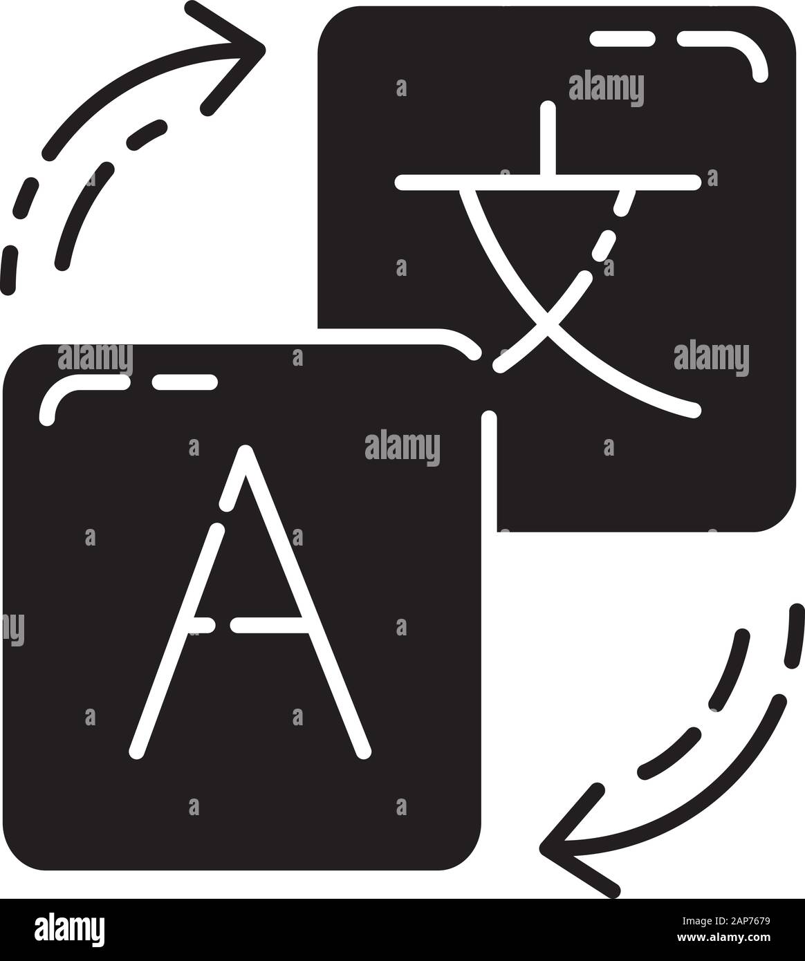 Language translation service glyph icon. Instant machine translator ...