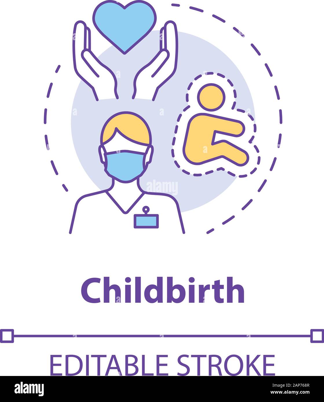 Childbirth concept icon. Obstetrician idea thin line illustration ...