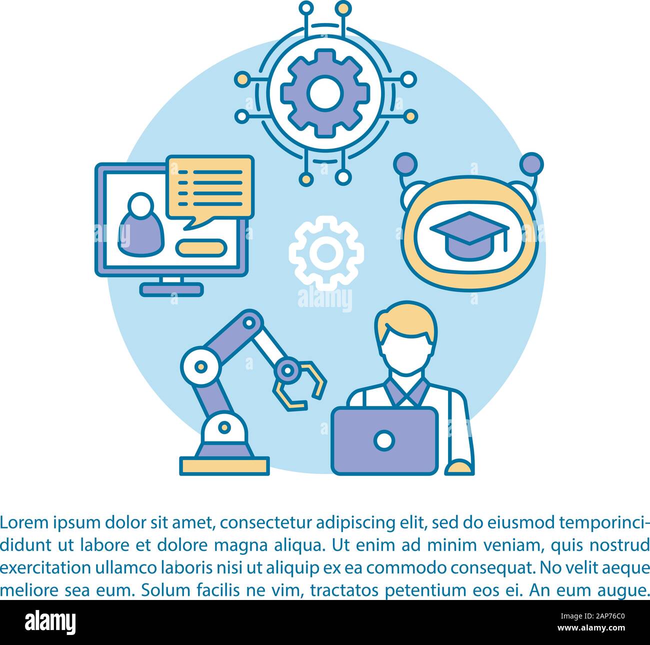 Artificial intelligence article page vector template. Robotics courses ...