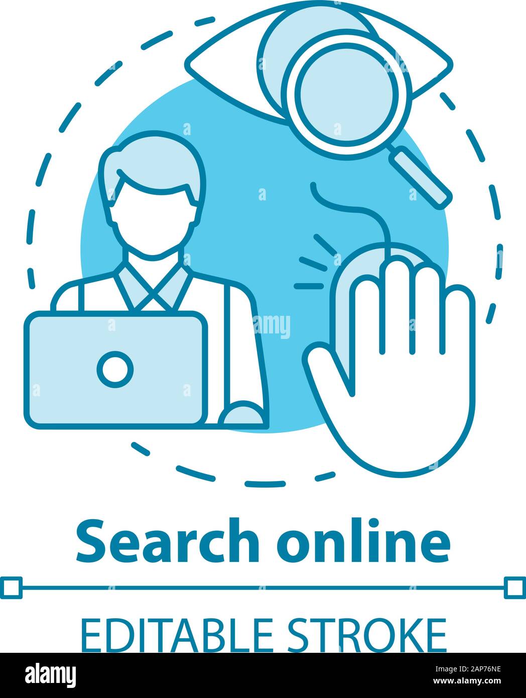 Search online concept icon. Searching for information on Internet. Data ...