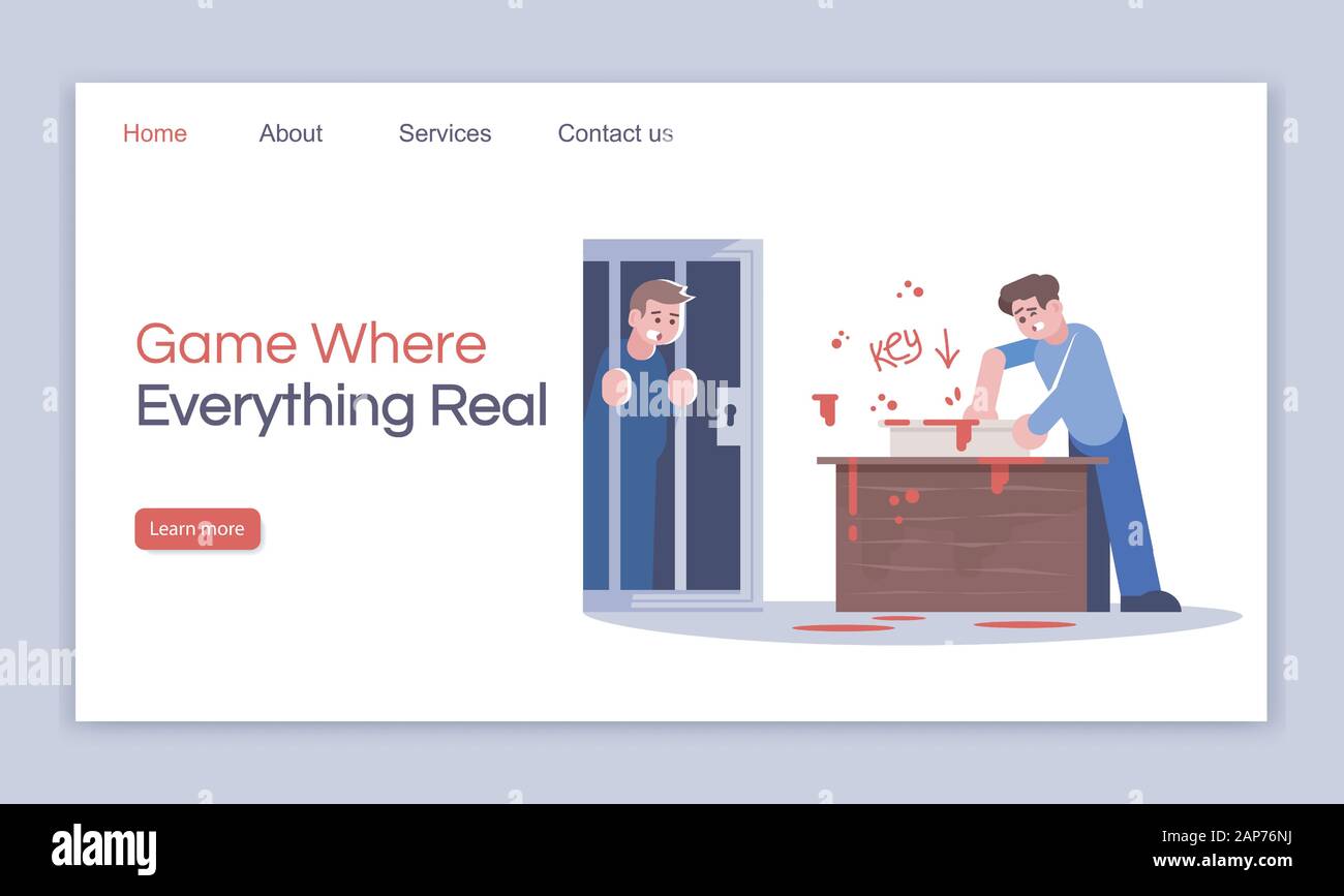 Game where everything real landing page vector template. Escape room ...
