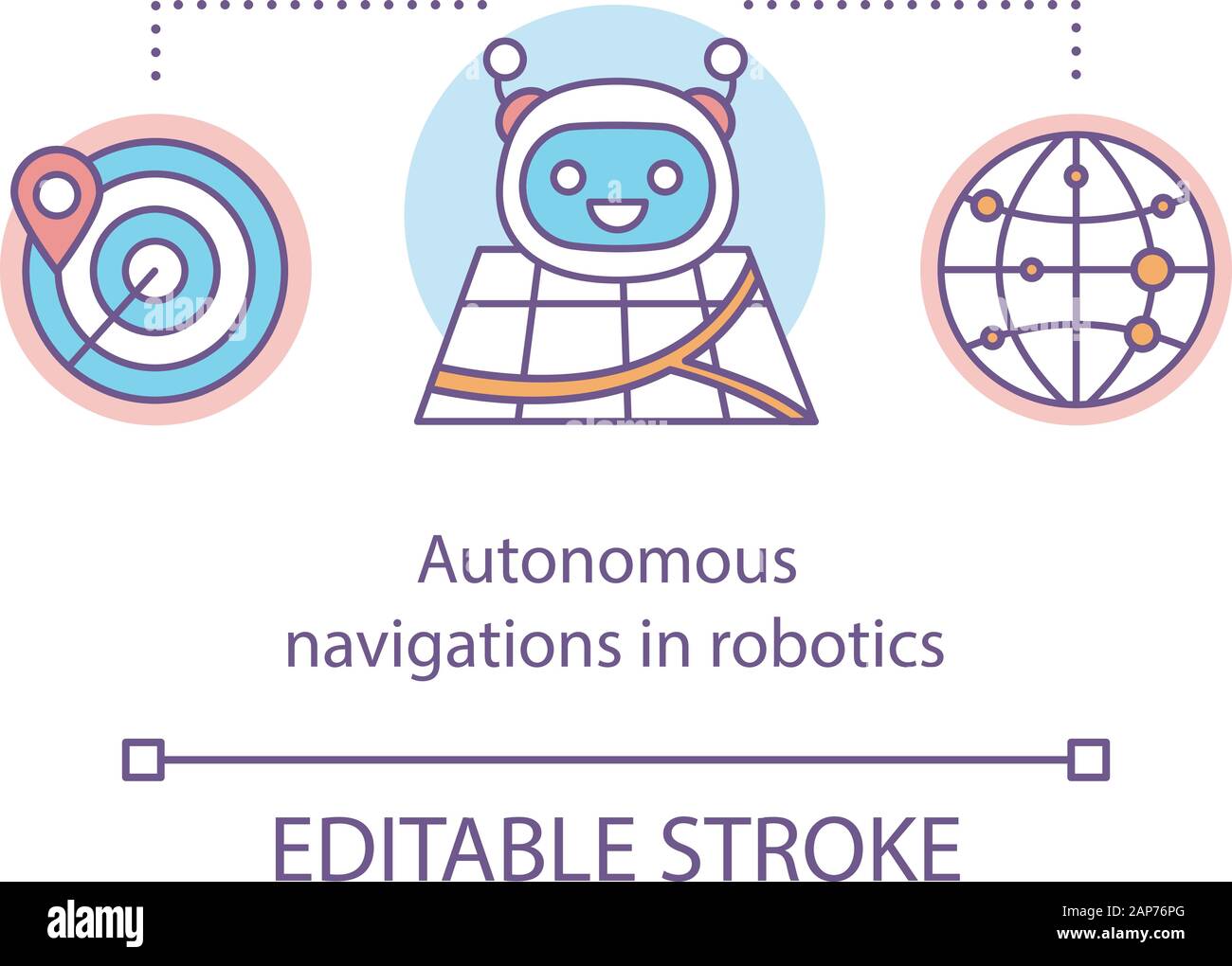 Autonomous navigations in robotics concept icon. Robot path planning ...