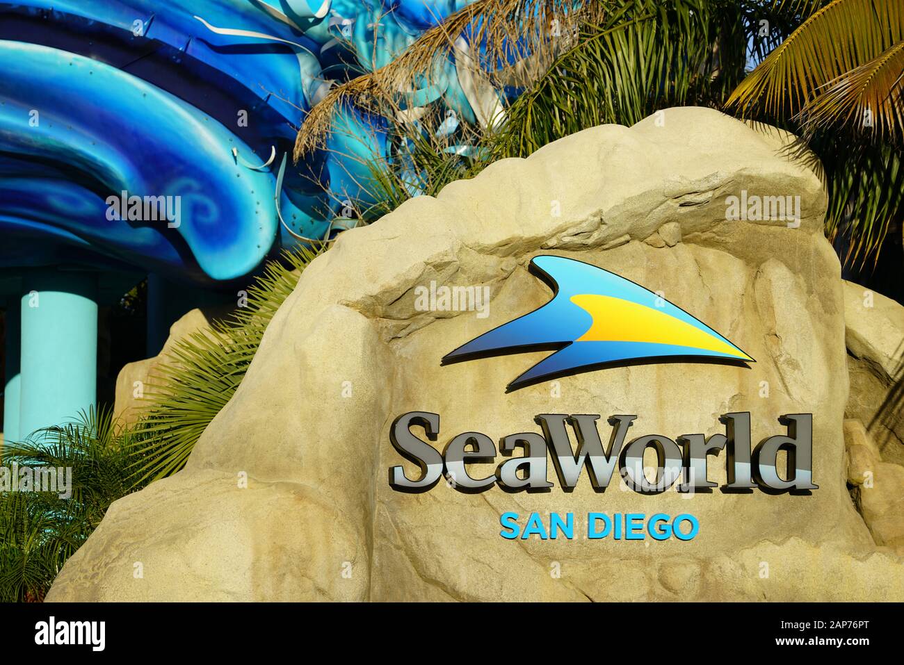 SAN DIEGO, CA -5 JAN 2020- View of SeaWorld, a landmark marine animal ...