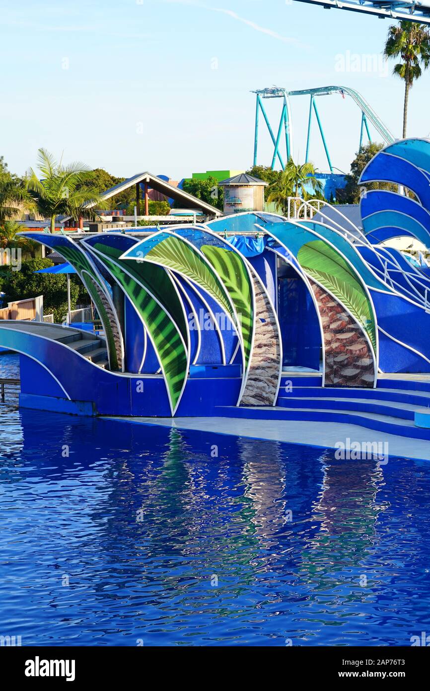SAN DIEGO, CA -5 JAN 2020- View of SeaWorld, a landmark marine animal ...