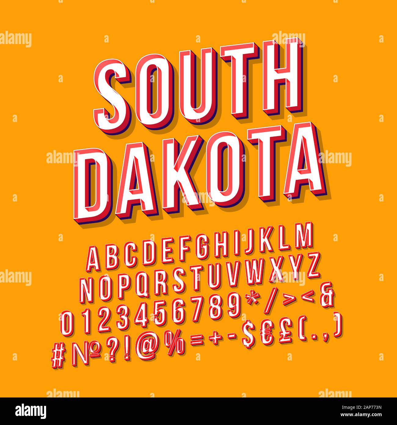 South Dakota vintage 3d vector lettering. Retro bold font, typeface ...