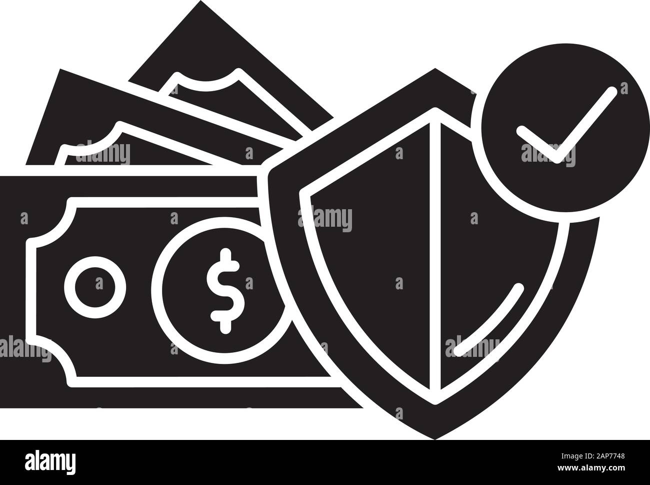 Credit insurance glyph icon. Money investment in selfcare. Paying for ...