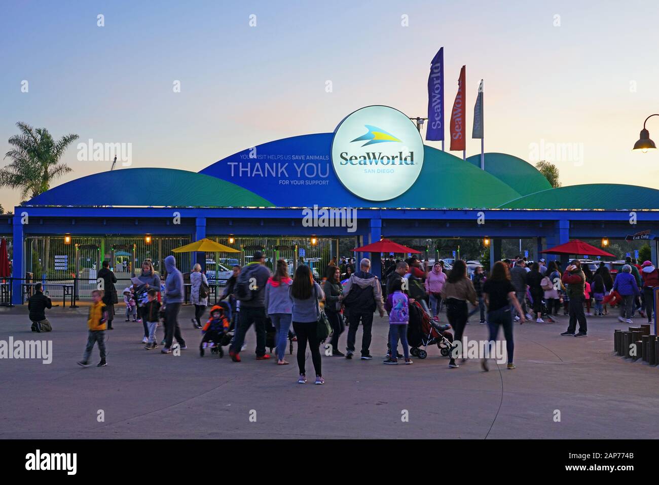 SAN DIEGO, CA -5 JAN 2020- View of SeaWorld, a landmark marine animal ...