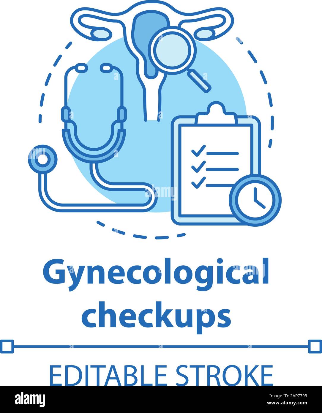 Gynecological checkups concept icon. Medical screening idea thin line ...