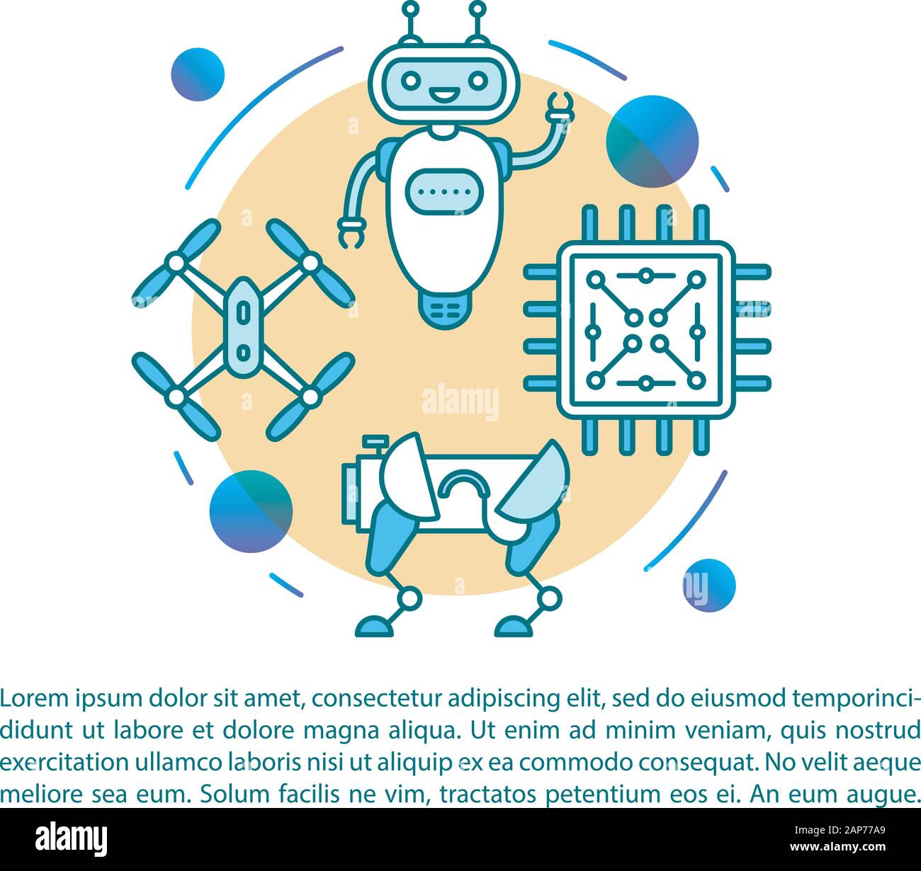 Robot technology article page vector template. Mechanical engineering and cybernetics. Brochure ...