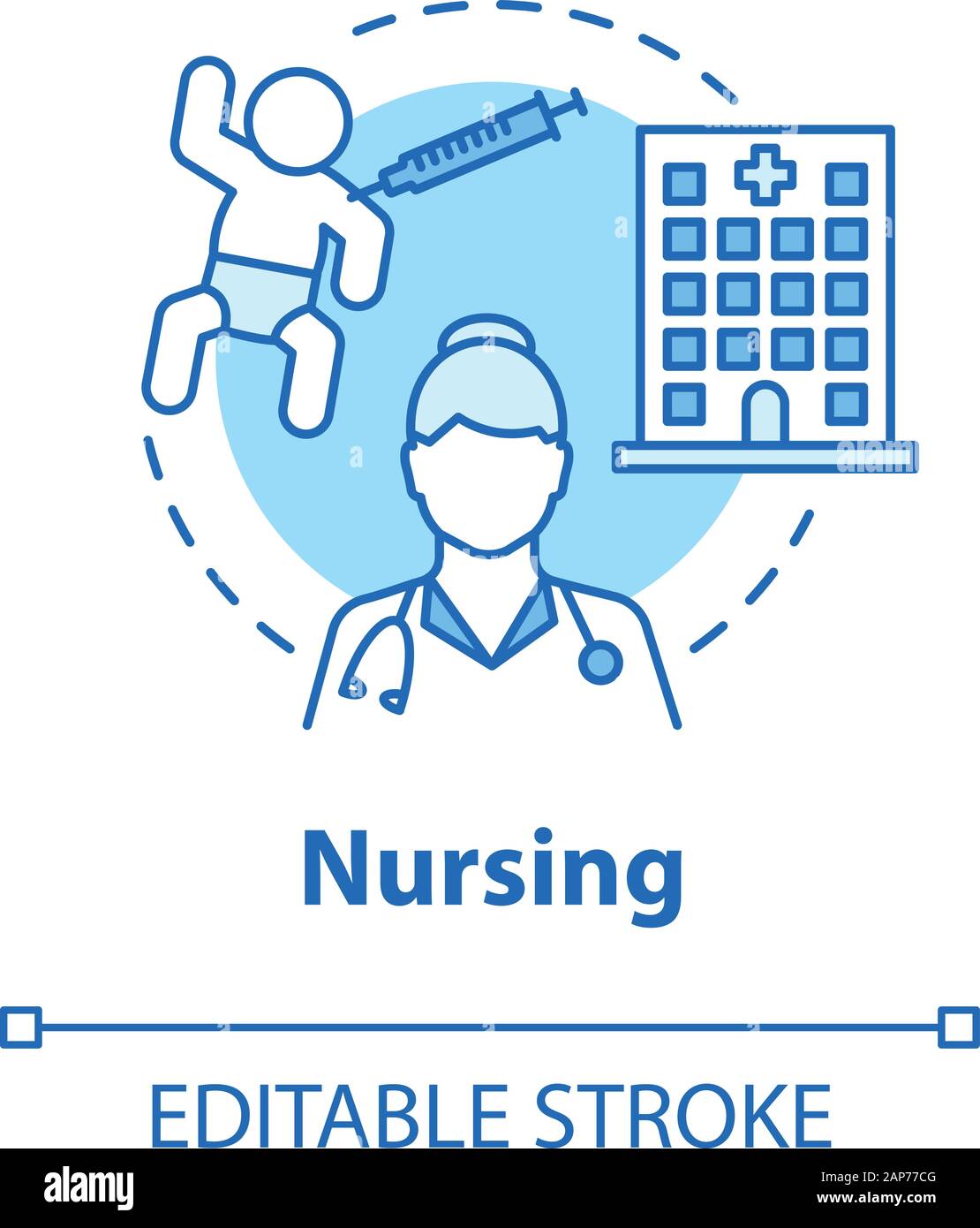 Nursing concept icon. Child medical care idea thin line illustration ...