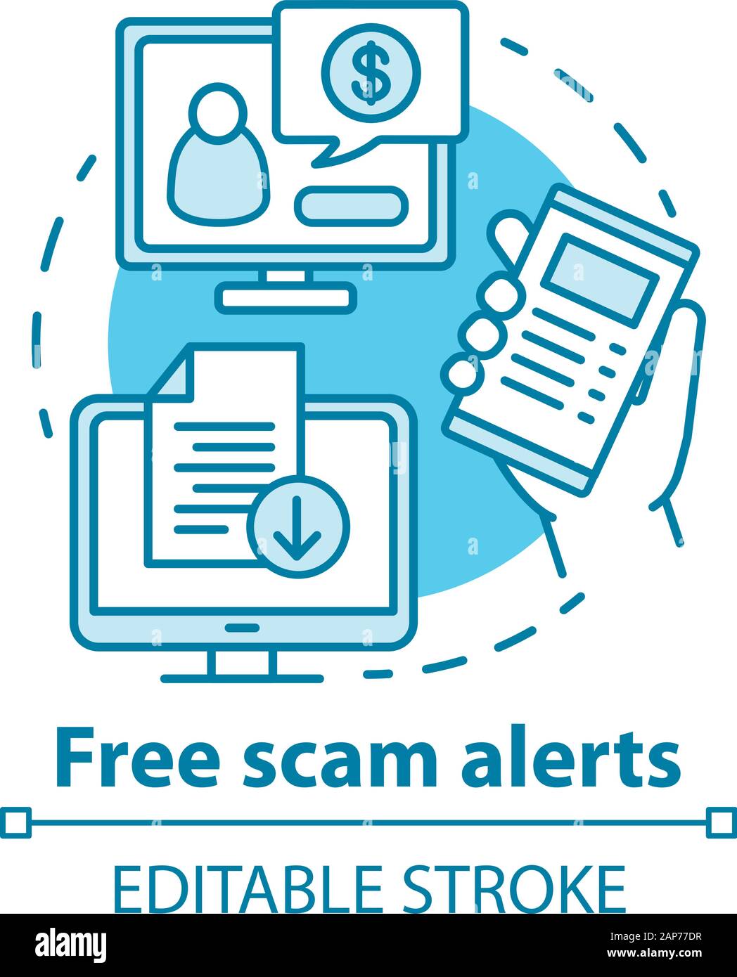 Free scam alerts concept icon. Information about financial criminal ...