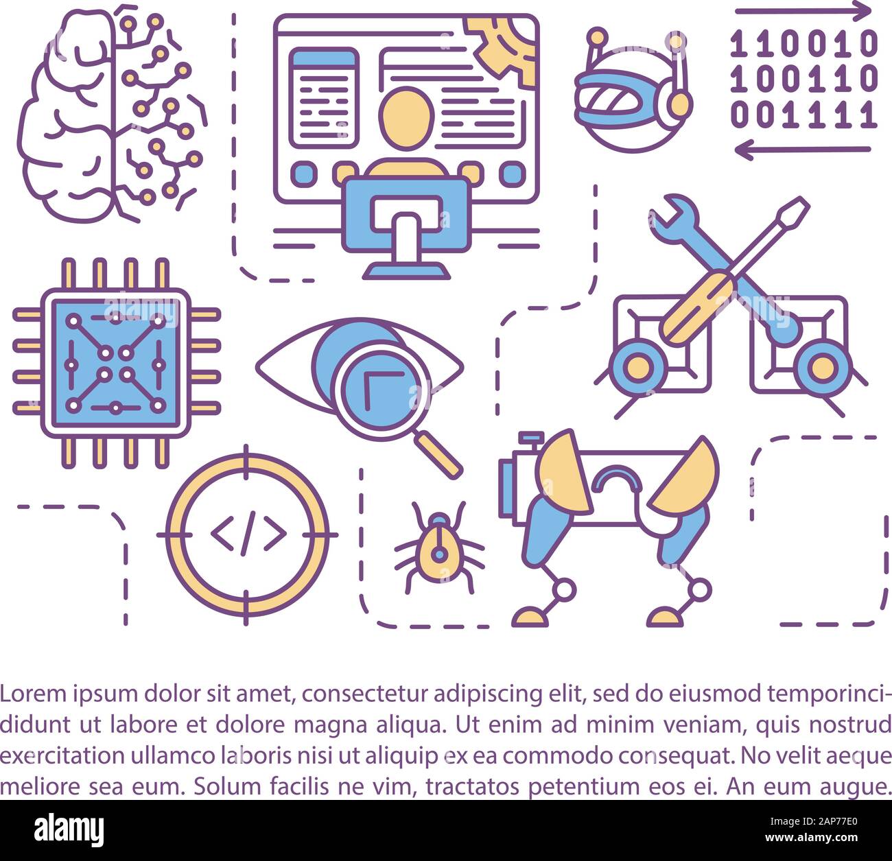 Machine learning article page vector template. Futuristic technology ...
