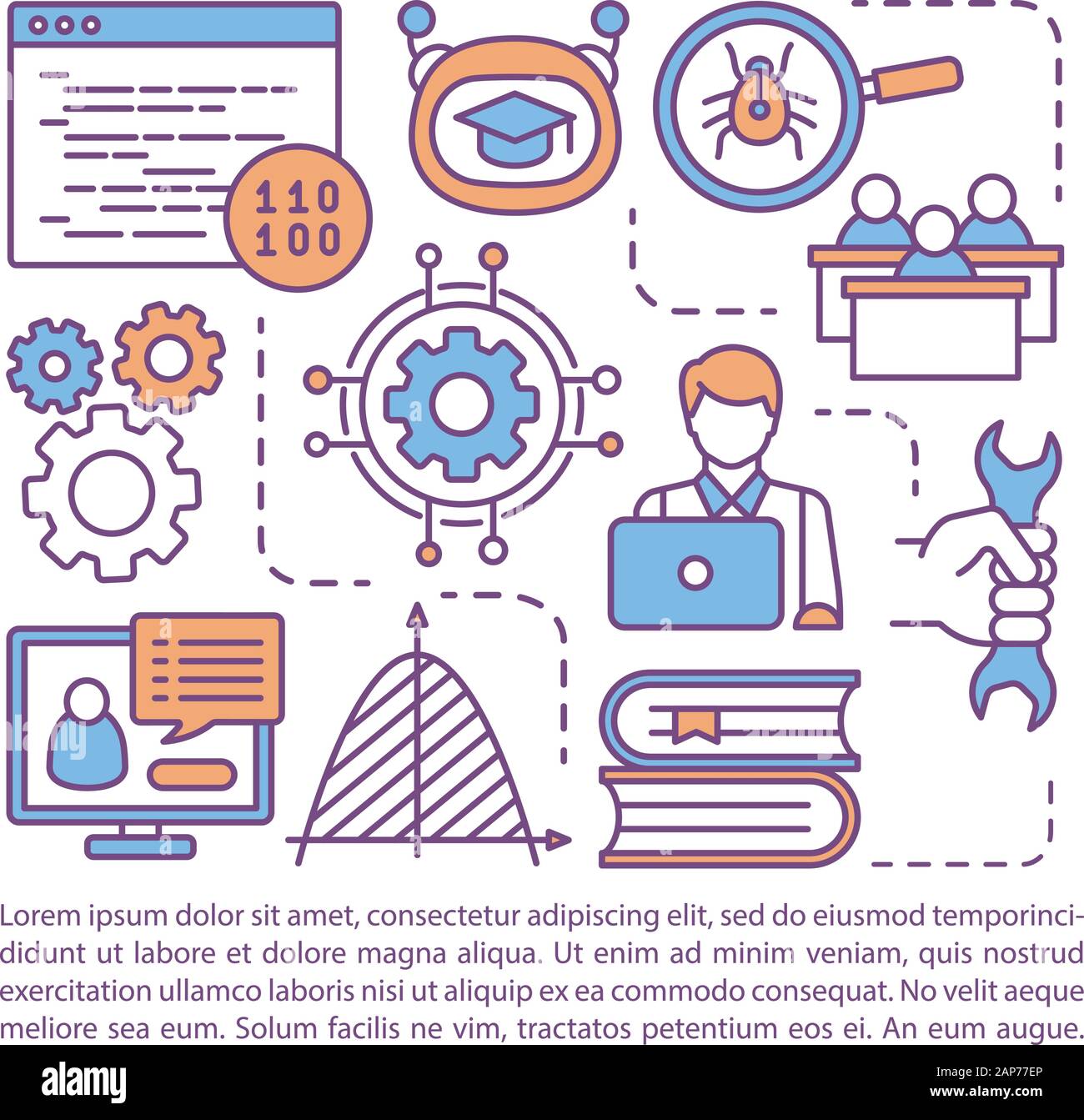 Robotics courses article page vector template. Robot creation and ...