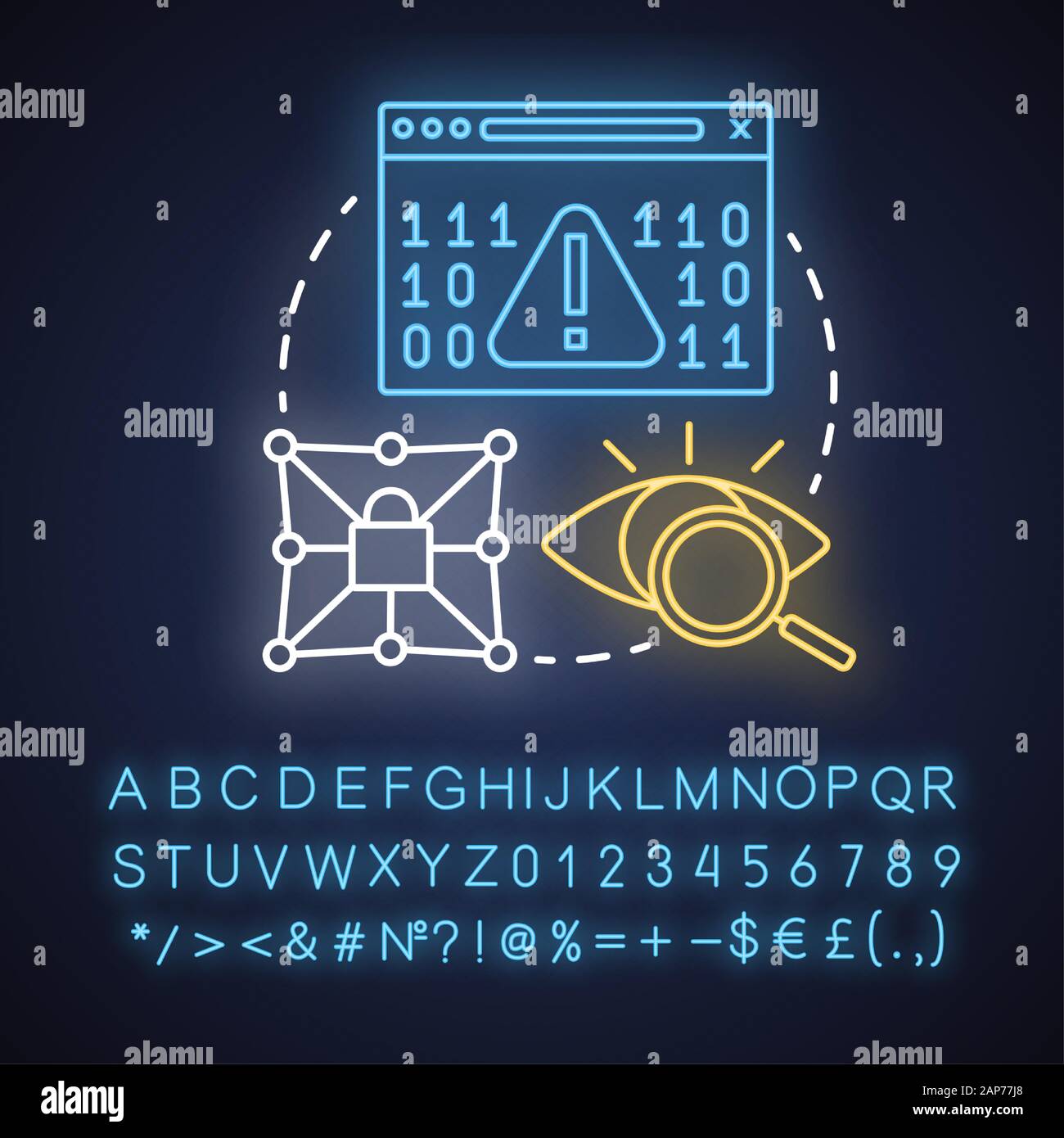 Security neon light concept icon. Data encryption idea. Mobile device ...