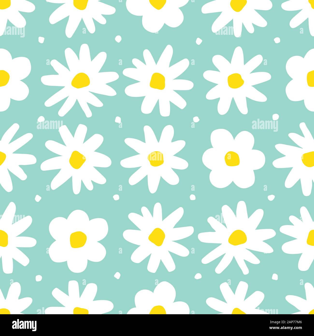 Over-Scaled Retro Graphic Floral Vector Seamless Pattern. Simplistic ...