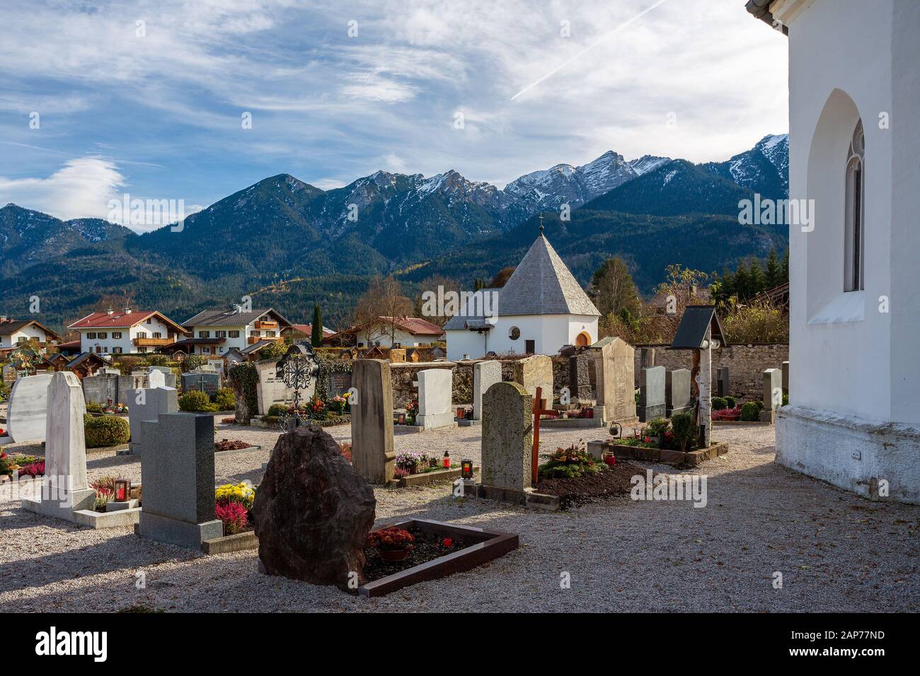 Village cemetery in Bavaria, Wallgau Germany Stock Photo - Alamy