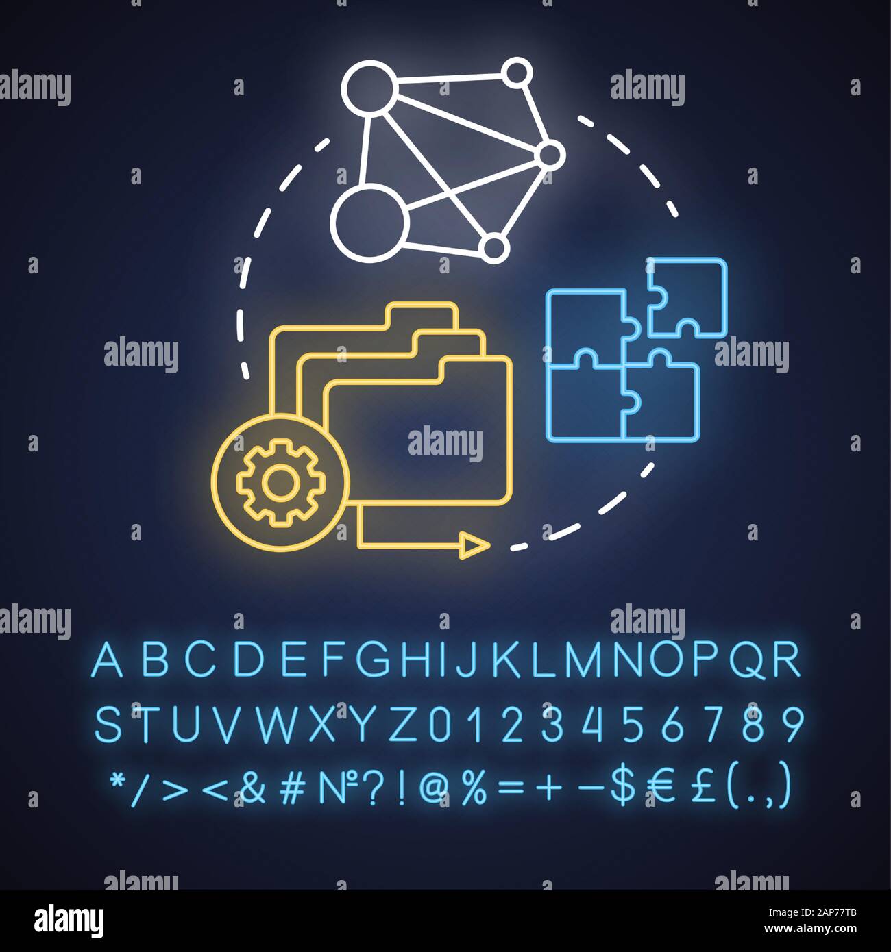 Infrastructure neon light concept icon. Software development idea ...