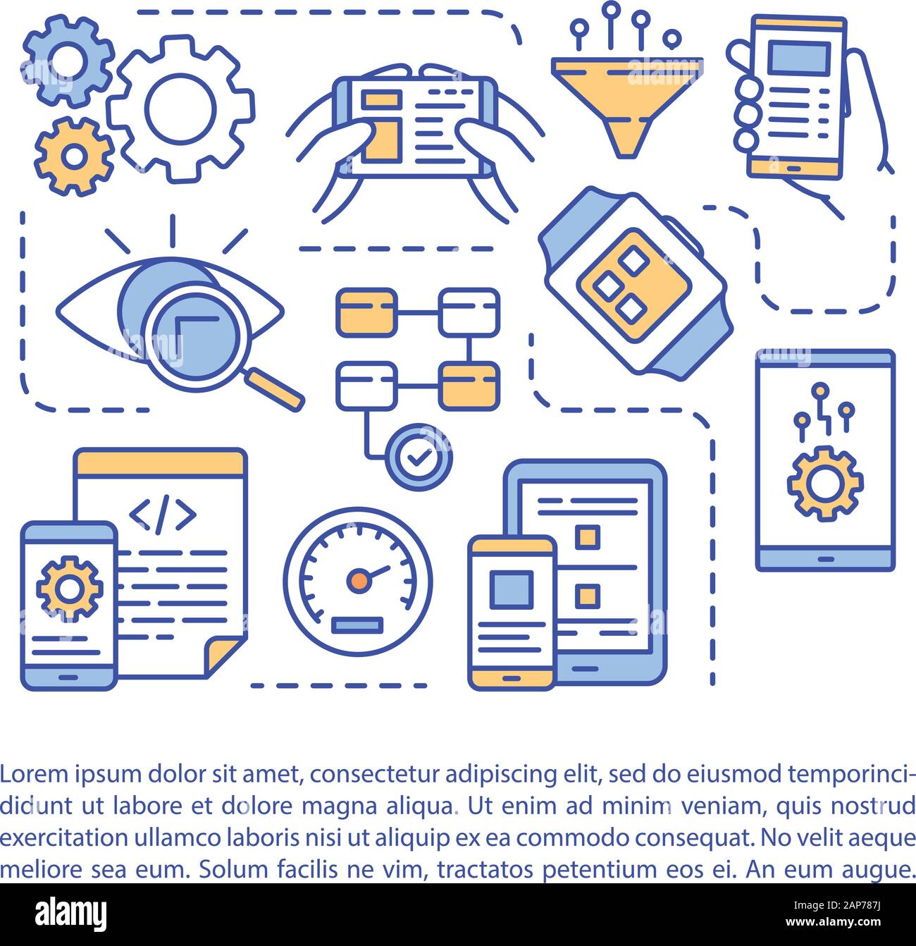 Software testing article page vector template. Mobile testing ...