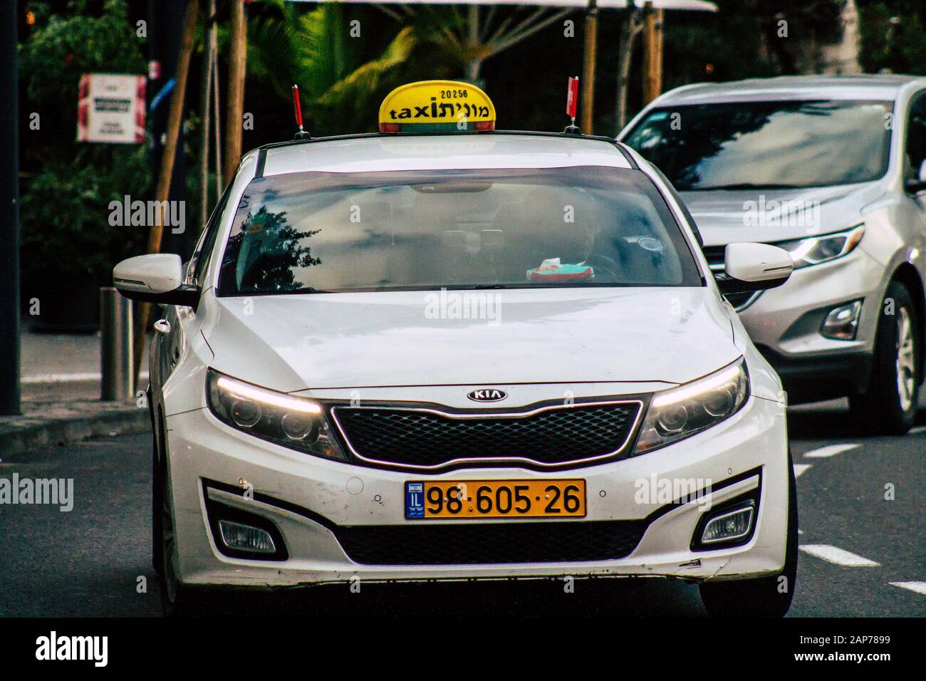 Tel Aviv Israel January 20, 2020 View of traditional Israeli taxi ...