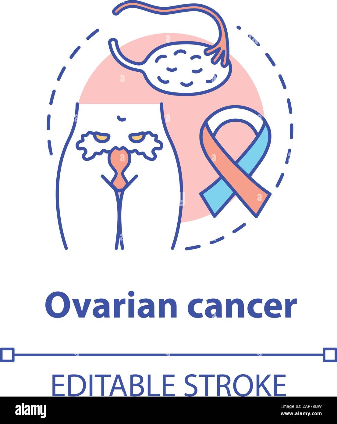 Ovarian cancer concept icon. Oncological disease idea thin line ...