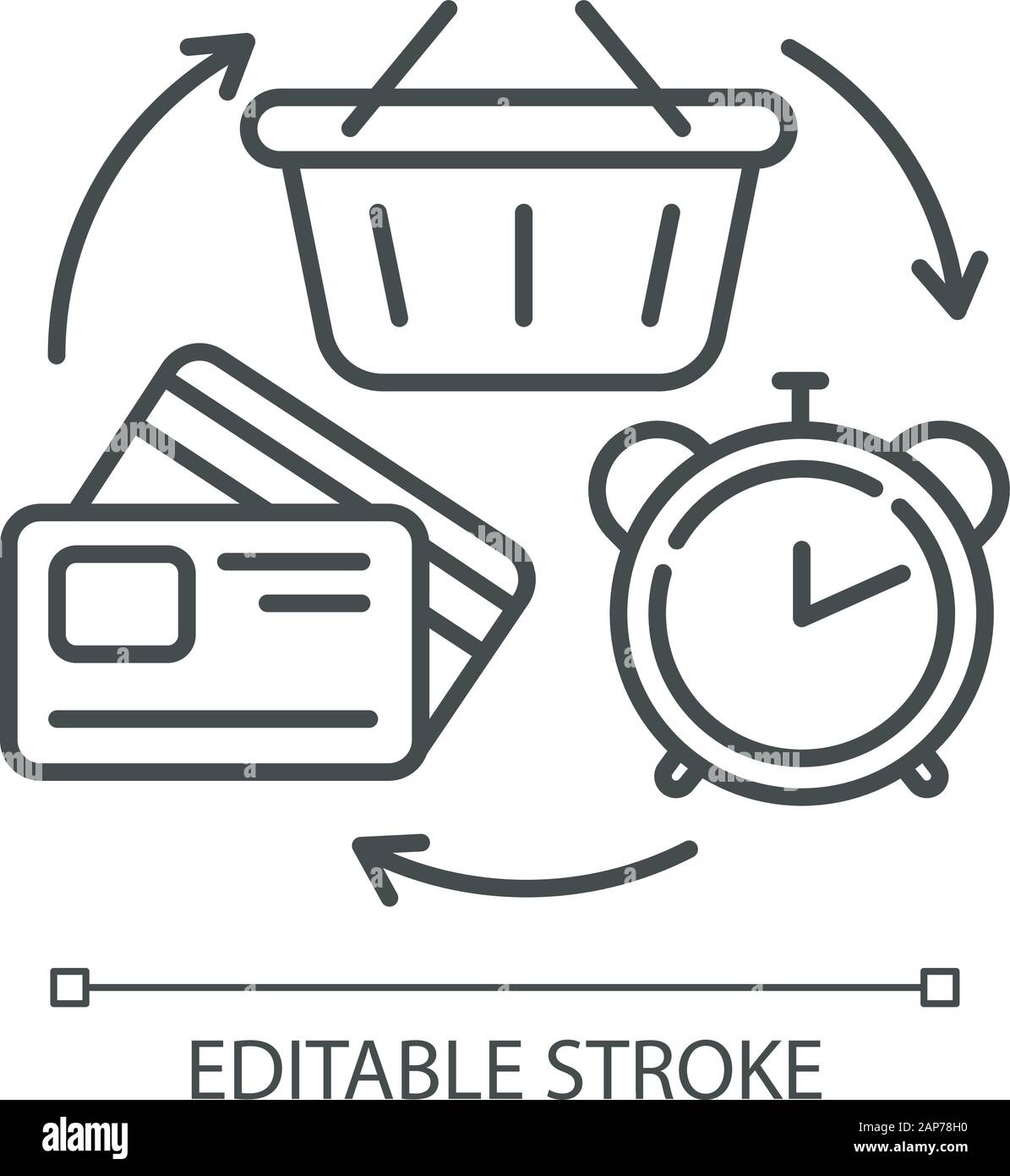 Revolving credit linear icon. Consumer lines of credit. Buying goods ...