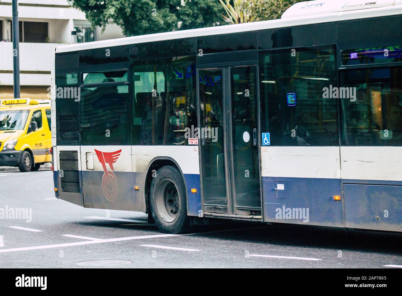 Tel Aviv Israel January 20, 2020 View of a traditional Israeli public ...