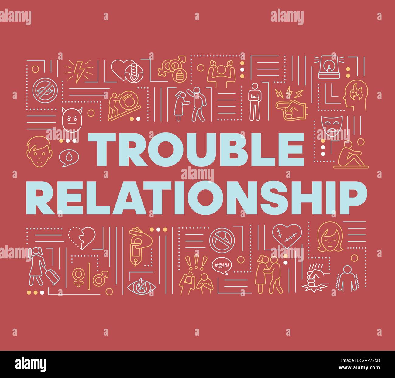 Trouble relationship word concepts banner. Marriage problems and ...