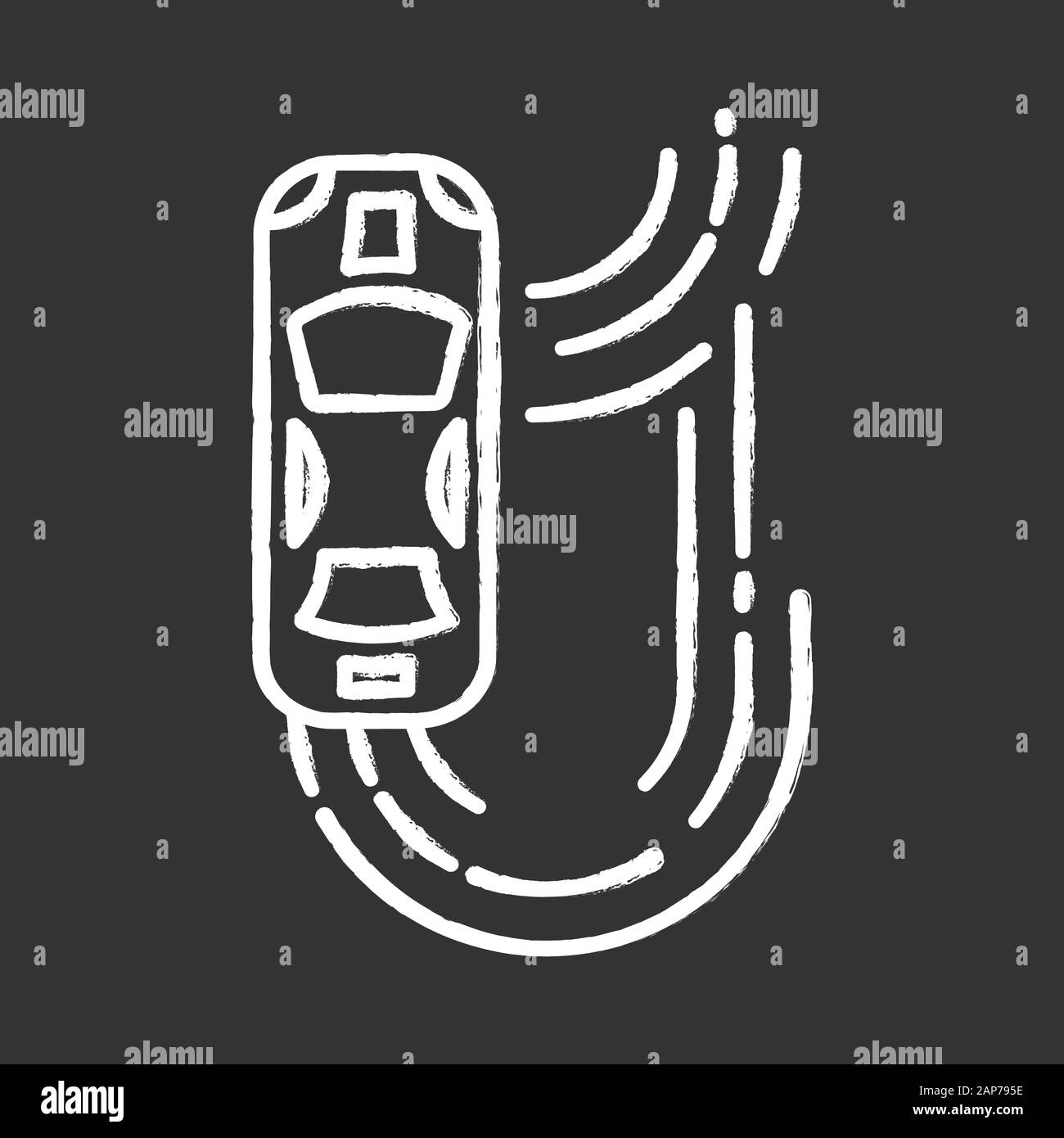 Auto racing chalk icon. Two-seater vehicle on circuit track. Automobile ...