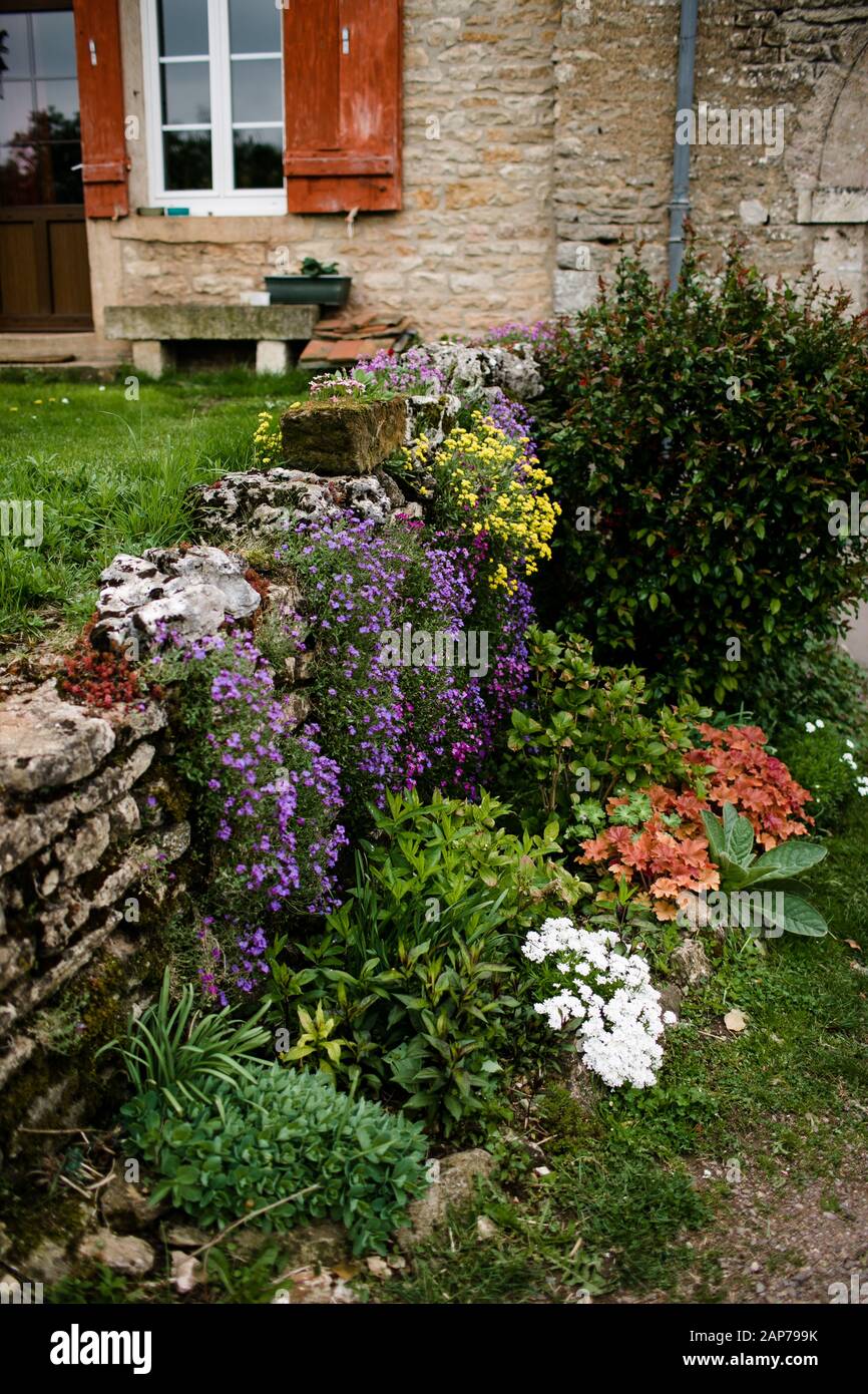 Beautiful Flowers in Small Town in France Stock Photo - Alamy