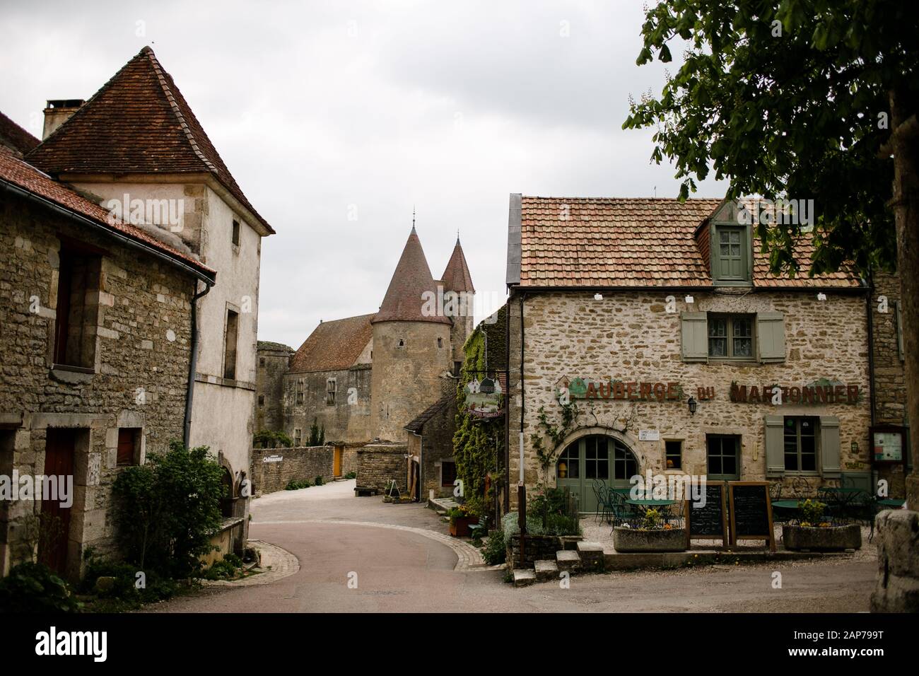 Small Town Roadside View in French Countryside Stock Photo - Alamy