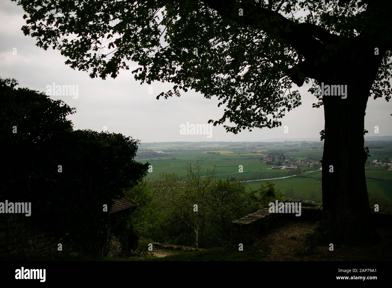 Lookout Over Small Town in French Countryside Stock Photo - Alamy