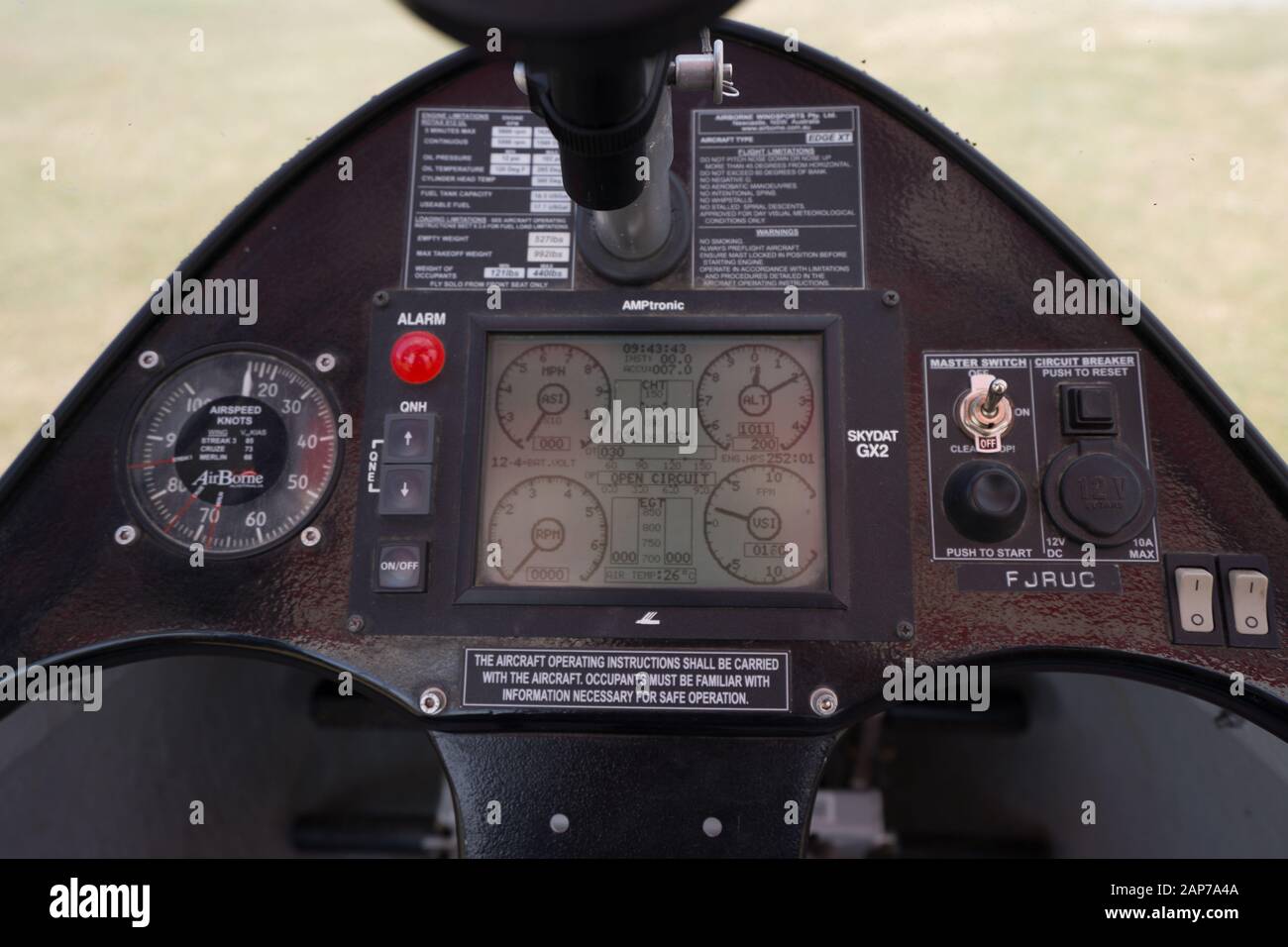 Microlight Ultralight aircraft inside instrument panel Stock Photo - Alamy