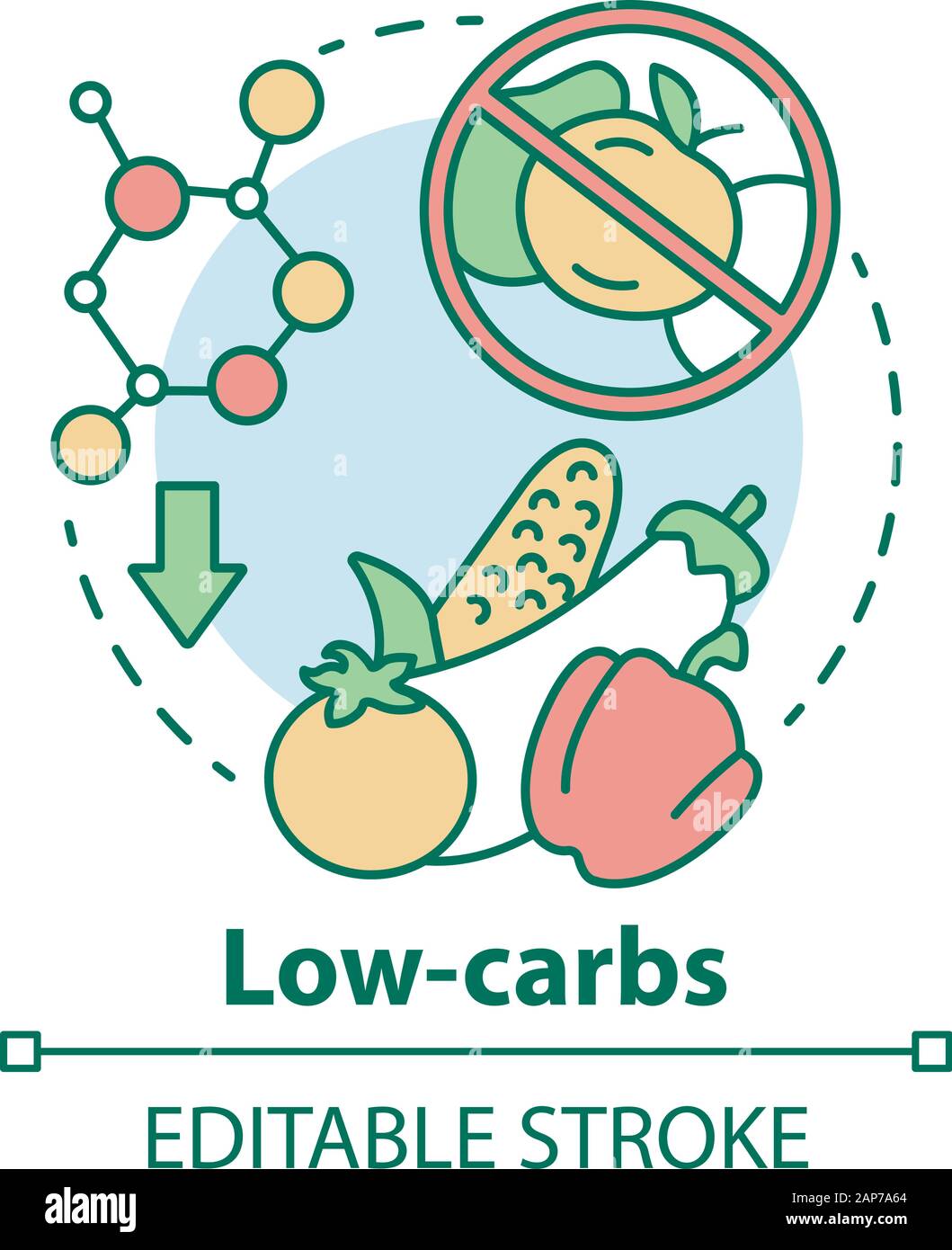 Low carbs concept icon. Keto diet idea thin line illustration. Healthy ...