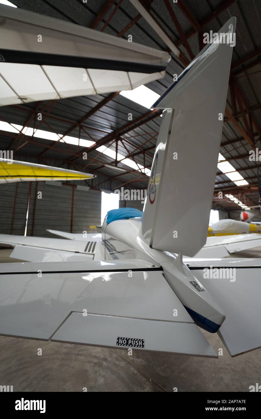 Microlight Ultralight aircraft white tale Stock Photo - Alamy