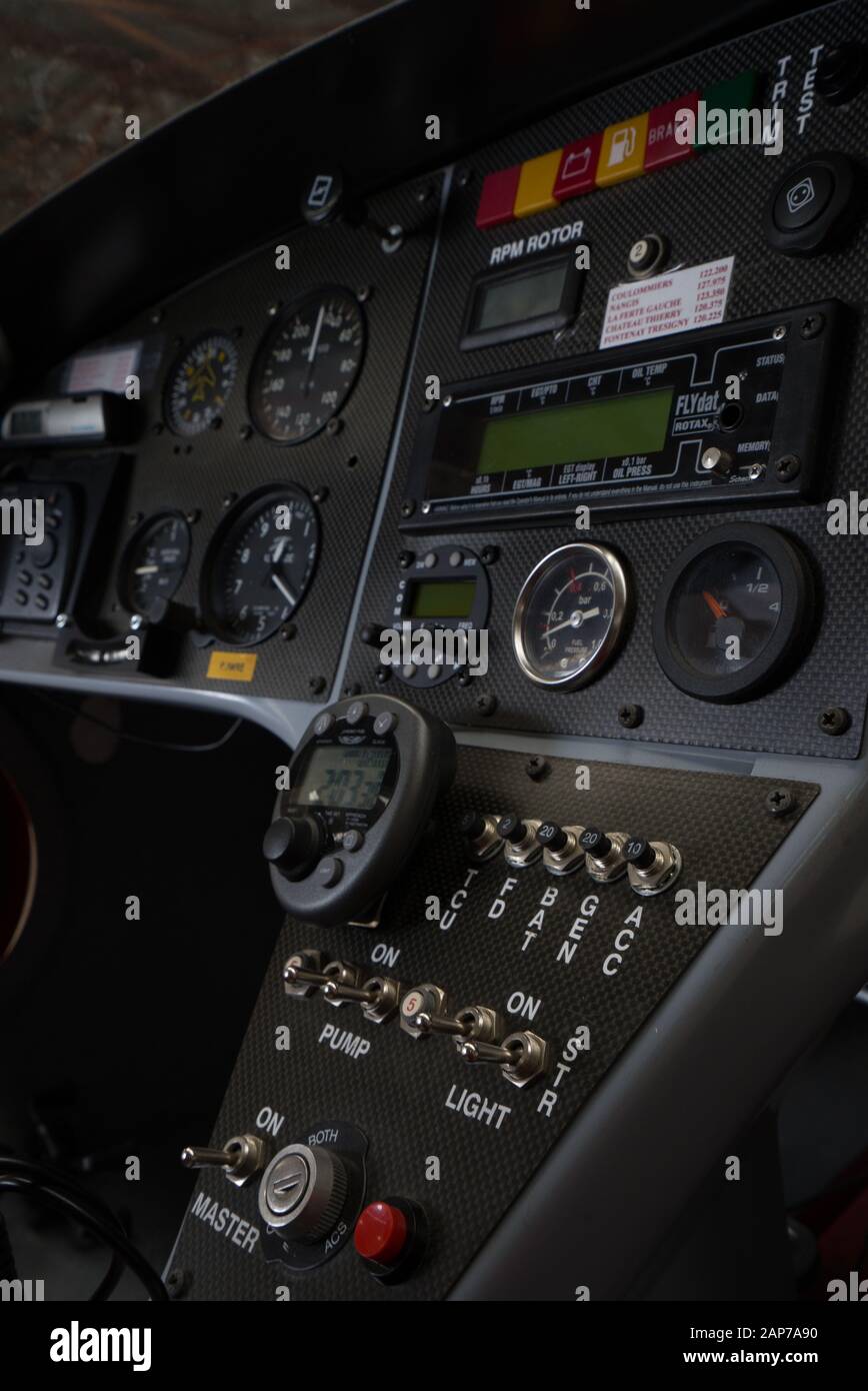 Microlight Ultralight aircraft inside autogyro instrument panel Stock ...