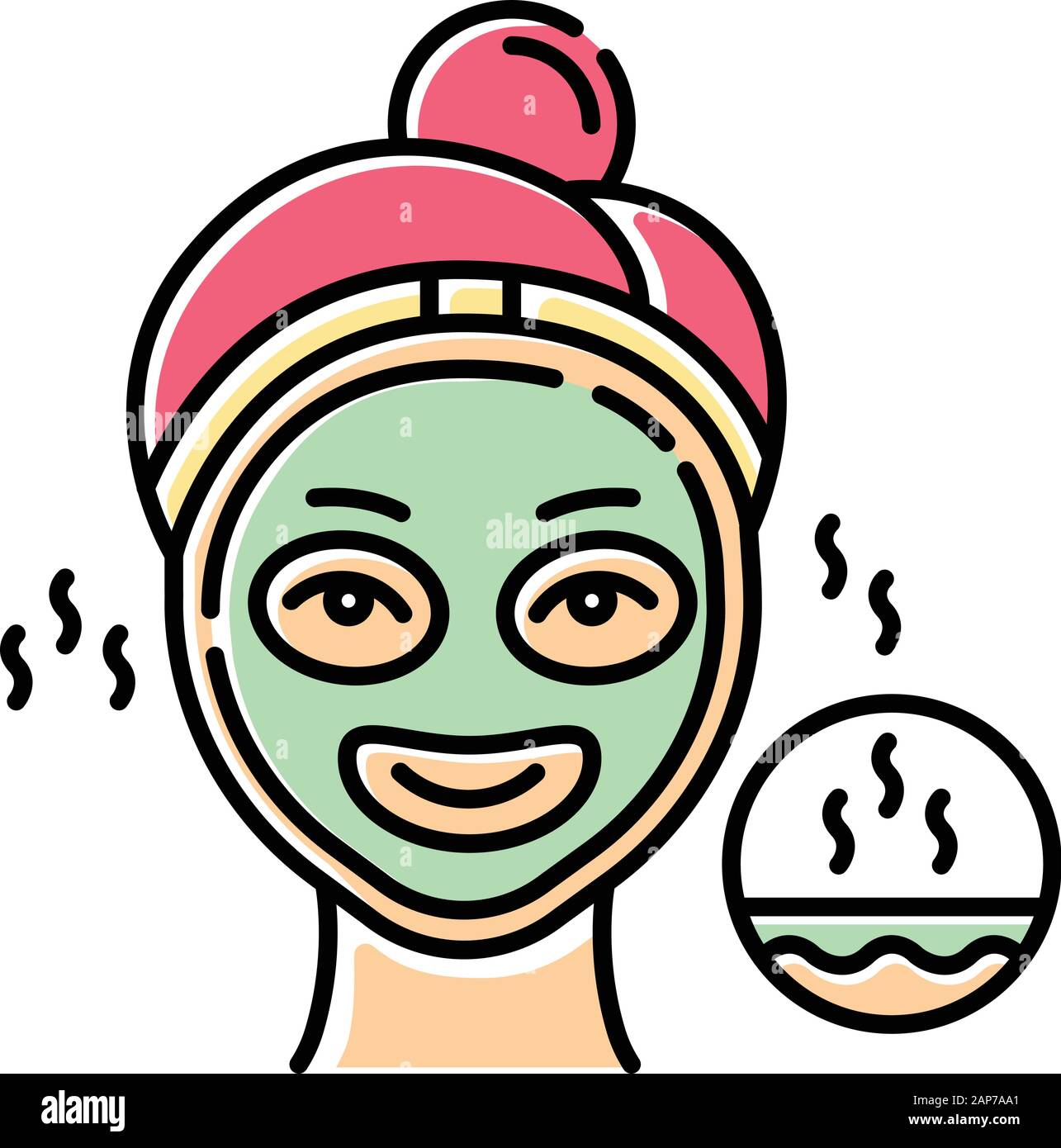 Using thermal mask color icon. Skin care procedure. Facial beauty ...