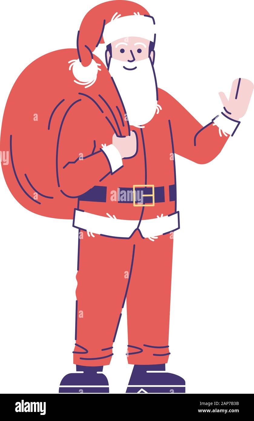 Man wearing Santa Claus costume flat vector illustrations set. Cartoon ...