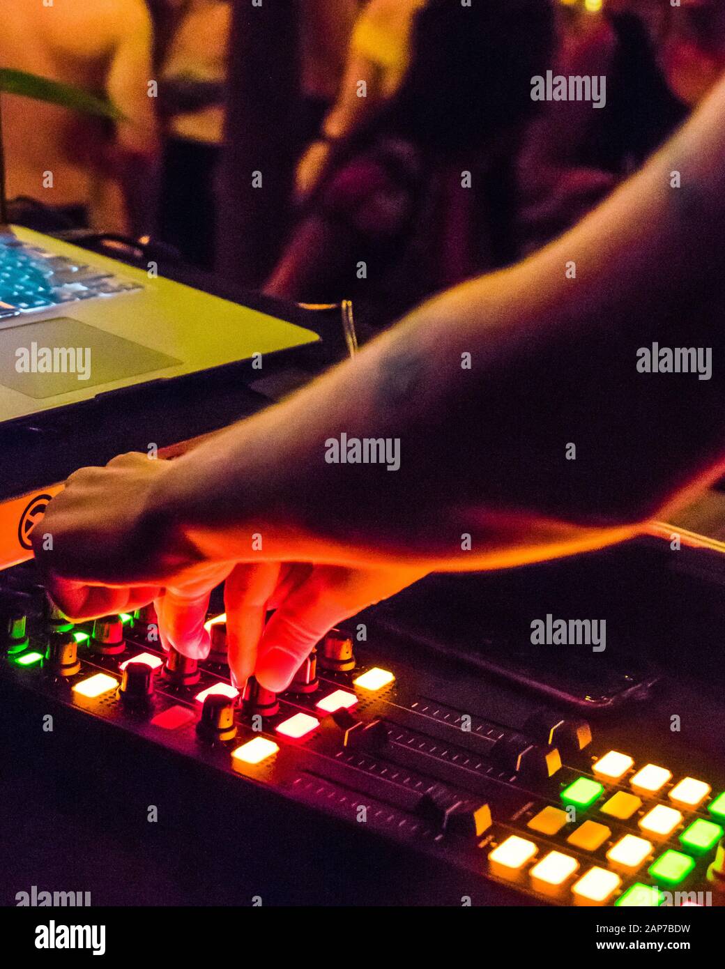 DJ mixer table, party music maker Stock Photo - Alamy