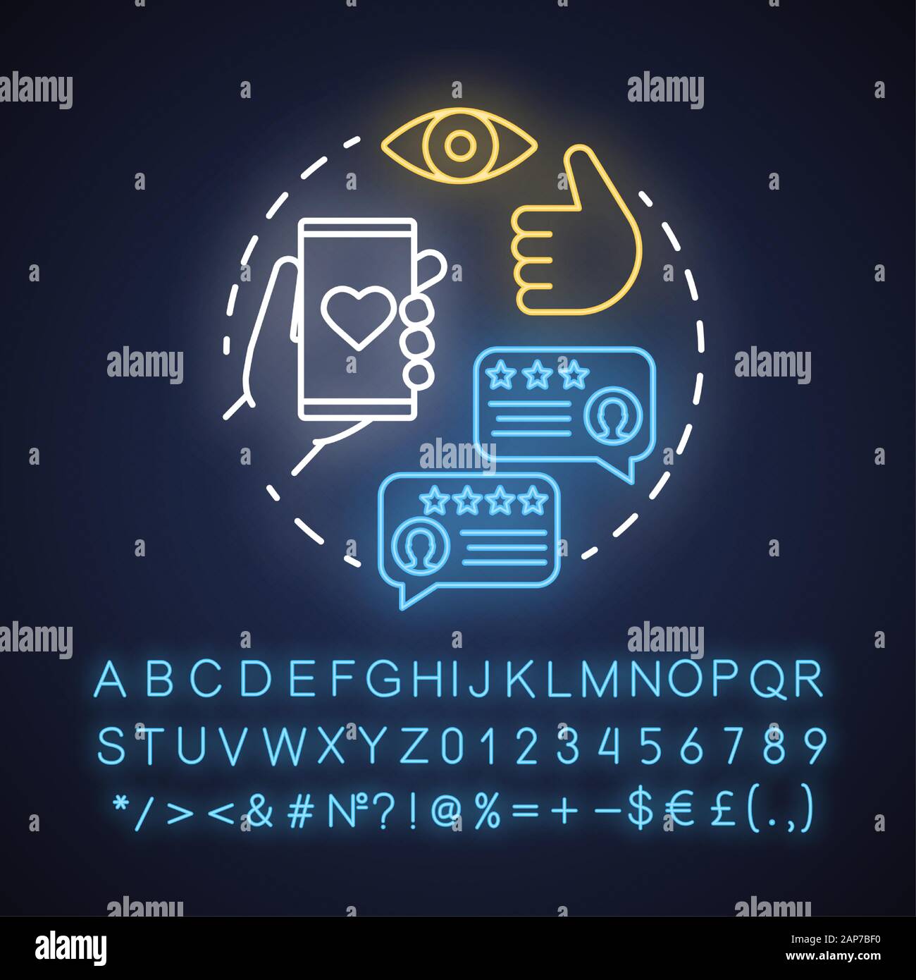 User satisfaction neon light concept icon. App rating. Social media ...