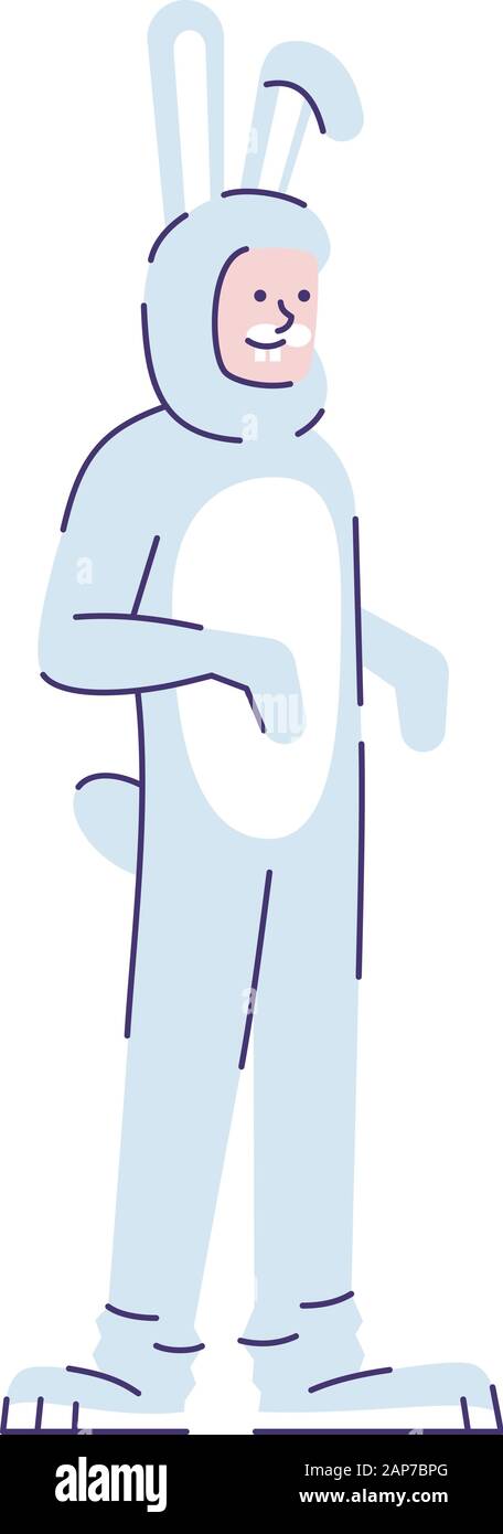 Man dressed in bunny costume flat vector illustration. Person dressing ...