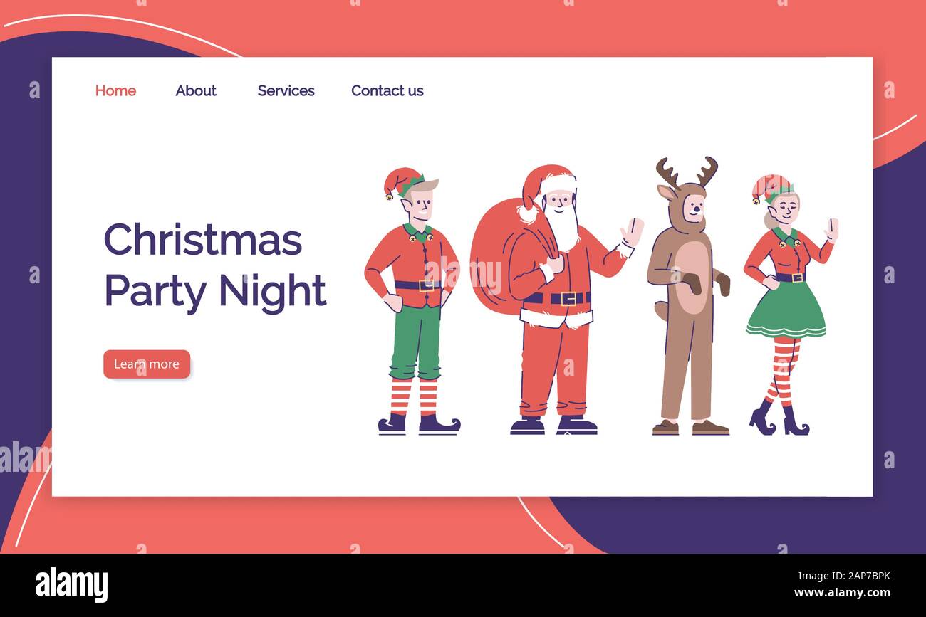 Christmas party night landing page vector template. Holiday clothing ...