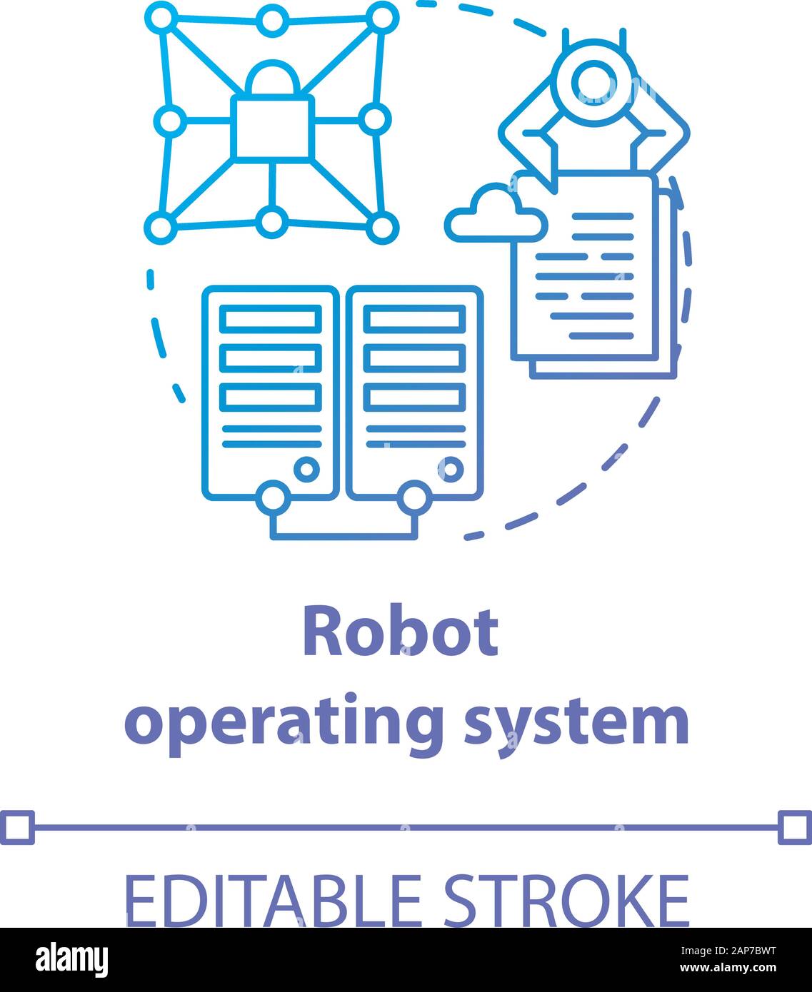 Robot operating system blue gradient concept icon. Robotics secured ...